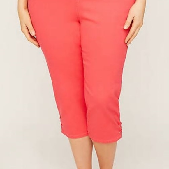 Catherines | Pants & Jumpsuits | Essential Flat Front Twill Capri Coral ...